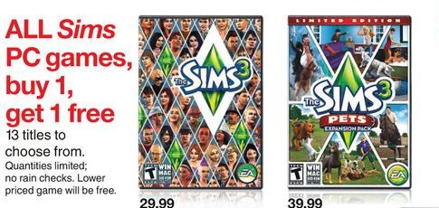 Target - BOGO Free on all Sims 3 Games! | SimsVIP