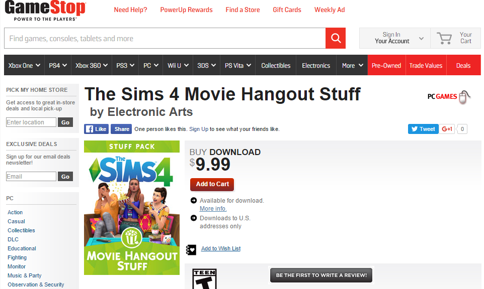 The Sims 4 Movie Hangout Stuff Now Available at Gamestop | SimsVIP