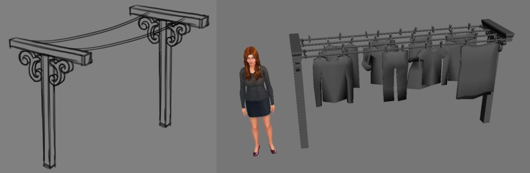 The Sims 4 Eco-Living Stuff: Clothesline Concept Art | SimsVIP