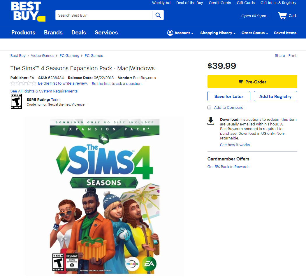 Pre-Order The Sims 4 Seasons at Target, Best Buy, and Gamestop | SimsVIP