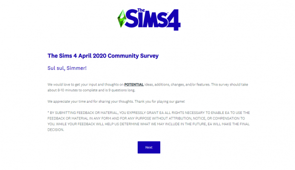 The Sims 4: Official Community Survey (April 2020) | SimsVIP