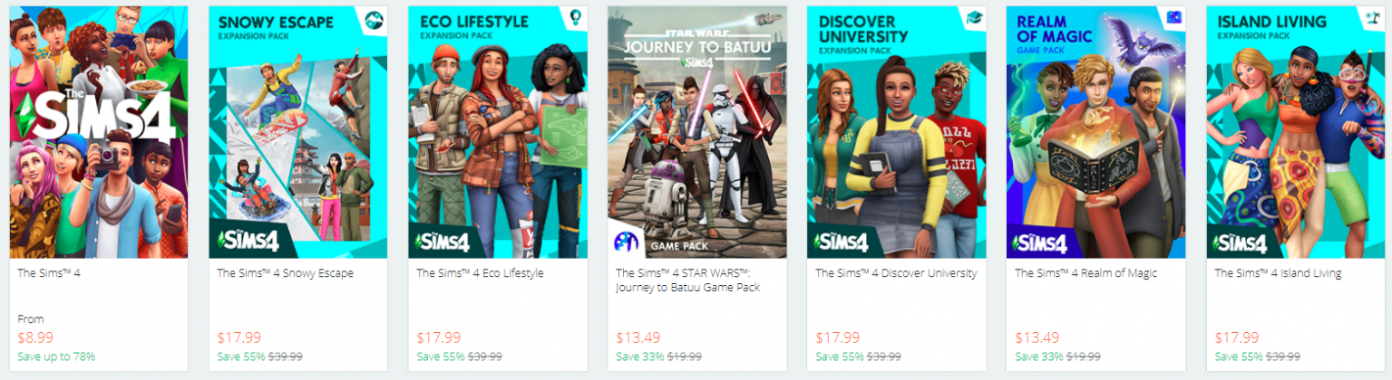 Origin Sale: Save up to 78% on Select Sims 4 Titles | SimsVIP